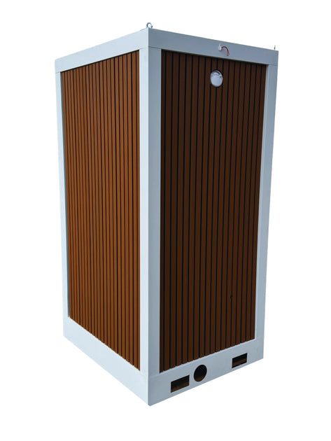 Premium Plumbed-In Portable Toilet Unit with WPC Fluted Wall Cladding ...